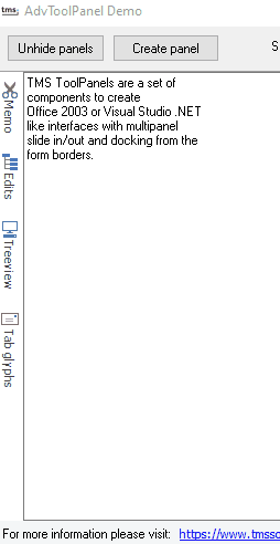 TMS ToolPanels Visual-Studio .NET like sliding/docking panels